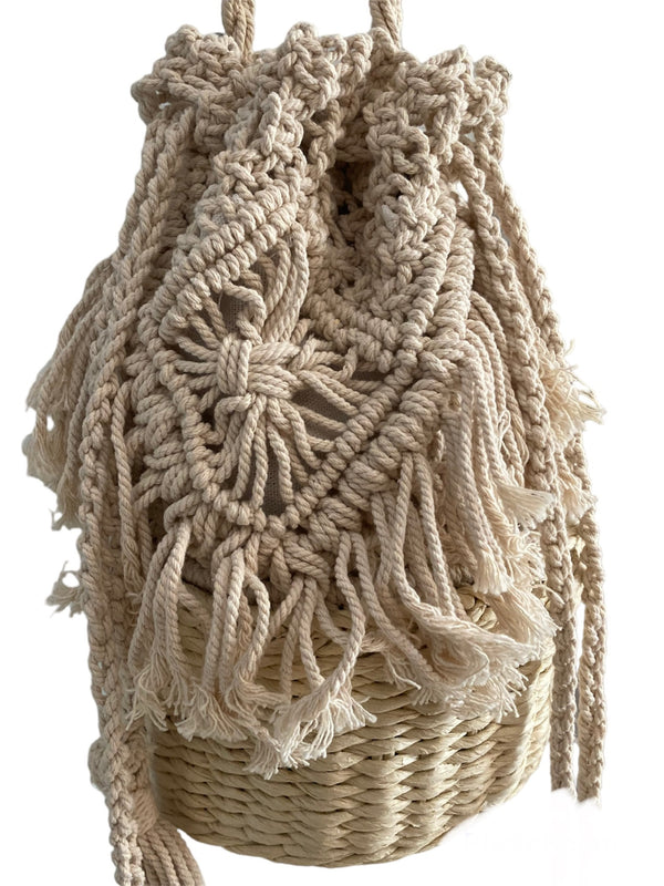 Crocheted Raffia Bucket Bag - DAF&DREAM